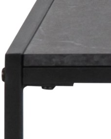 Scandi Černý dřevěný konferenční stolek Sigrun 80 x 80 cm s mramorovou fólií