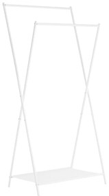 Dvouřadý stojanový věšák na šaty JULAN kov bílý, látková police