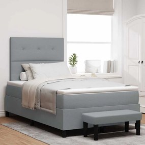 Postel s boxspringem s čelo Světle šedá 120 x 190 cm textil 3344051