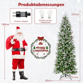 Costway 225 cm vysoký osvětlený vánoční stromek zasněžený sváteční strom