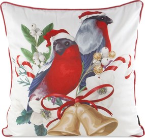 VÁNOČNÍ DEKORAČNÍ POVLAK NA POLŠTÁŘ BIRDS 45X45 CM VZOROVANÝ