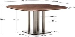 Jídelní stůl v dekoru ořechu 150x150 cm Melvar – Kave Home