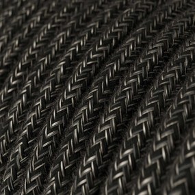 creative cables Závěsná lampa s textilním kabelem a keramickým stínidlem zvon XL Barva: Tabulová černá-bílá