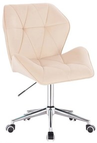 LuxuryForm DESIGN Otočná židle MILANO MAX VELUR na stříbrné podstavě s kolečky - krémová