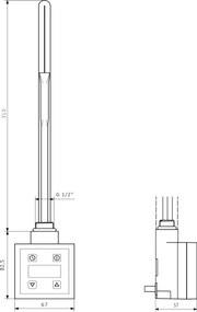 Sapho KTX 300 W topná tyč s termostatem černá mat KTX-B-300