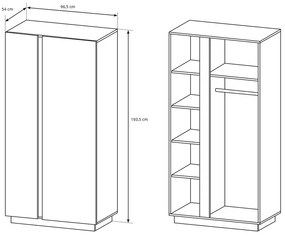 Obývací stěna ARCO se skříní | 4 díly | 295 cm + 100x60 cm | PUSH OPEN | bílá mat/lesk/dub grandson