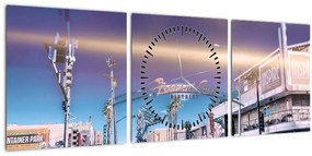 Obraz ulice v Las Vegas (s hodinami) (90x30 cm)