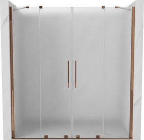 Mexen Velar Duo, posuvné sprchové dveře do otvoru 180 cm, 8mm sklo námraza, růžové zlato, 871-180-000-32-60