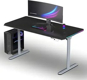 ULTRADESK Quest šedá, černá deska / Herní stůl / 140 x 70 cm / 72-120