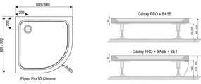 Ravak Galaxy Pro Chrome Elipso Sprchová vanička, 80x80x3, bílá XA244401010