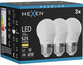 Mexen Nova 3x LED žárovka E27, G45, 5W, Teplá - 3000K, 525 lm - L101-E27-0530-01x03