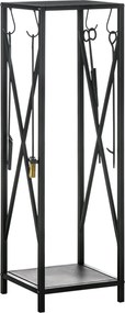 Držák na dřevo Outsunny - Sloupcový stojan na dřevo - Více příslušenství rozměr 34Š x 34H x 111V cm Metal Černý