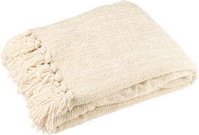 Béžový žinylkový pléd s třásněmi Chenill Fringe Beige – 130*170*1 cm