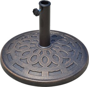 Outsunny Stojan na slunečník z pryskyřice 14kg, Kulatý držák slunečníku, Záťaž pro slunečníky s průměrem tyče 38mm/48mm, do balkónu, terasy, zahrady,