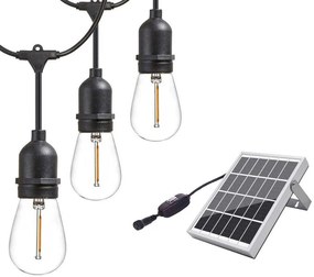 Led světlo ledsolar 10 solární řetěz s žárovkami, 10x e27 led žárovky, ipro, 6w, teplá barva