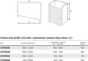 Mereo Mereo, Pivotové sprchové dveře, Novea, chrom ALU, sklo Čiré, L/P provedení, CK10933Z