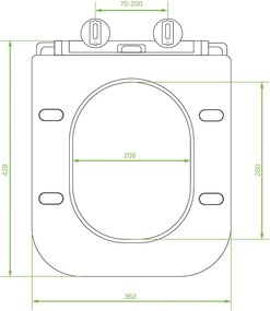 Laveo Kvadrato, WC sedátko 428x362 mm, soft-close, duroplast, bílá lesklá, LAV-ADA_600K