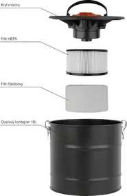 Vorel Vysavač popela / Vysavač na popel / 800 W / 18 l / HEPA