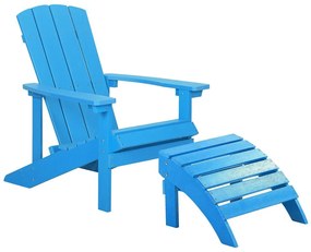 Zahradní židle s podnožkou modrá ADIRONDACK Beliani