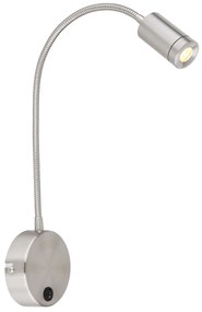 GLOBO Nástěnná čtecí LED lampa k posteli MILLY, 3W, teplá bílá, stříbrná 57311N