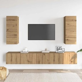 Sada 4 kusů nástěnné TV skříňka dub artisan kompozitní dřevo 3329018