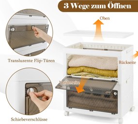 Costway Úložný box s víkem, stohovací boxy, skládací skladovací – bílý