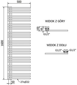 Mexen Neptun, topné těleso 1600 x 500 mm, 662 W, černá, W101-1600-500-00-70