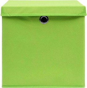 Úložné boxy s víky 10 ks zelené 32 x 32 x 32 cm textil 288372