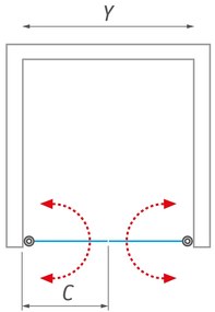 Roth Dvoukřídlé sprchové dveře LYP2 pro instalaci do niky, brillant Varianta: šířka: 80 cm - (LYP2 800 - 1135008220), Barva profilů a typ výplně: profily: brillant, výplň: transparent