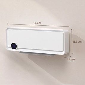 HOMCOM Topný ventilátor na stěnu 2000W s dálkovým ovládáním, 3 režimy provozu, LED displej, 12hodinový časovač 820-252V90WT