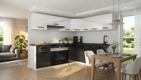 Kuchyňská linka Belini 360 cm bílý lesk / černý lesk s pracovní deskou Lidiauniqa2  INF LIDIAUNIQA2/4/WT/WB/0/B1