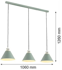 Argon 6177 - Lustr na lanku ORTE 3xE27/15W/230V zelená