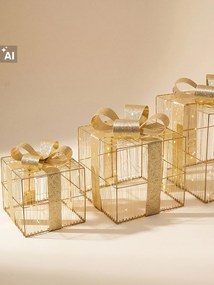 Sinsay - LED dekorace ve tvaru dárků 3 pack - zlatá