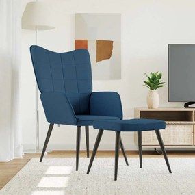 Relaxační židle se stoličkou modrá textil 327956