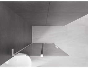 Mexen Velar L, posuvná sprchová zástěna Walk-in 100 x 200 cm, 8mm šedé sklo, bílá matná, 871-100-003-43-20