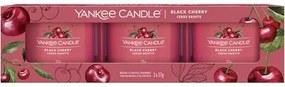 Yankee Candle Sada Votivní svíčky ve skle Black Cherry, 3 x 37 g