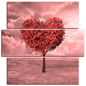 Obraz na plátně - Srdce ve tvaru stromu - čtverec 3106QD (105x105 cm)