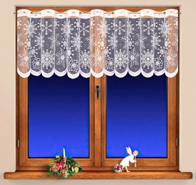 Olzatex žakárová vitrážová záclona SNĚHOVÁ VLOČKA, zimní, vánoční vzor s bordurou, bílá, výška 40cm (v metráži)