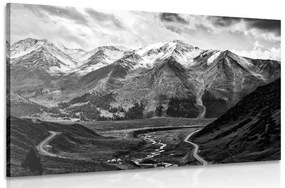 Obraz nádherná horská panorama v černobílém provedení