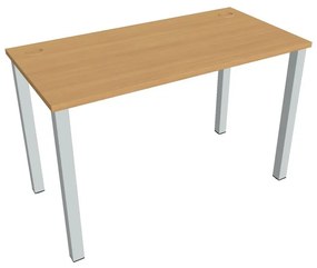 Stůl pracovní rovný 120 cm hl. 60 cm - Hobis Uni UE 1200 Dekor stolové desky: buk, Barva nohou: Stříbrná