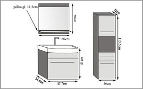 Koupelnový nábytek Belini královský eben + umyvadlo + zrcadlo  ROD M 3/0/W/HK/0/ZW