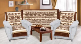 Bellatex Souprava Karmela PLUS 3+1+1 Béžová,Hnědá 150x200 cm, 2ks 65x150 cm