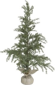 Zasněžený vánoční borovicový stromek v jutě a se šiškami Pine Tree - 60*120 cm