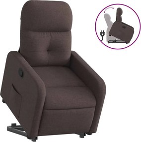 Zvedací polohovací křeslo tmavě hnědé textil 3206800