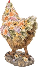 Jarní dekorace kohout pokrytý květinami – 27x16x31 cm