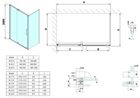 Sapho, ROLLS LINE obdélníková sprchová zástěna 1100x1000 mm, L/P varianta, čiré sklo