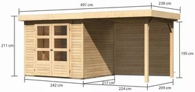 Dřevěný zahradní domek ASKOLA 3 s přístavkem 240 Lanitplast Šedá