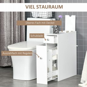 HOMCOM Koupelnová skříňka se 2 šuplíky a horním prostorem s víkem pro umyvadlo a sprchu 17x48x58 cm Bílá