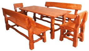 Drewmax Zahradní set MO212, stůl + 2 lavice + 2 židle - dub