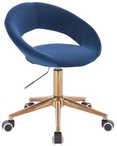 LuxuryForm Židle NAPOLI VELUR na zlaté podstavě s kolečky - modrá